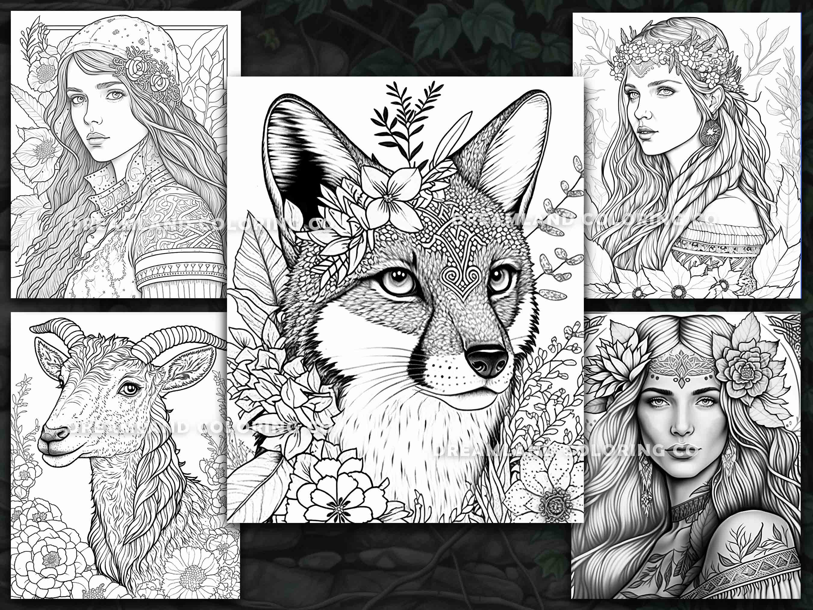 24 Spirited Boho Coloring Book Pages for Adults and Kids - Etsy