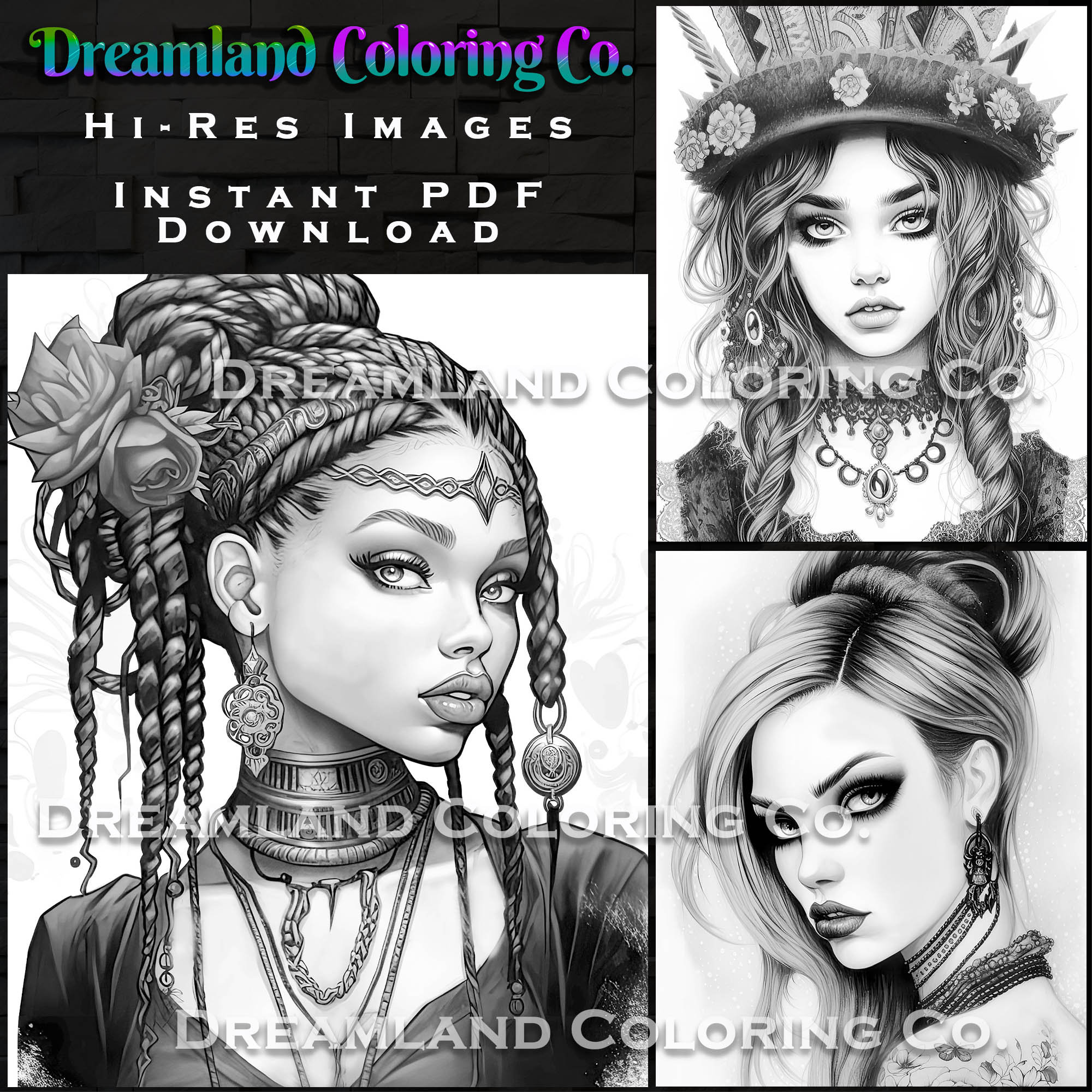 25 Gothic Beauty Coloring Pages Set II Adult Coloring Book - Etsy