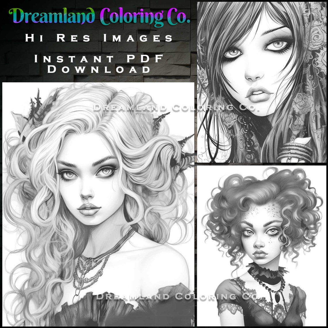 25 Gothic Beauty Coloring Pages Printable Adult Coloring Book - Etsy Canada