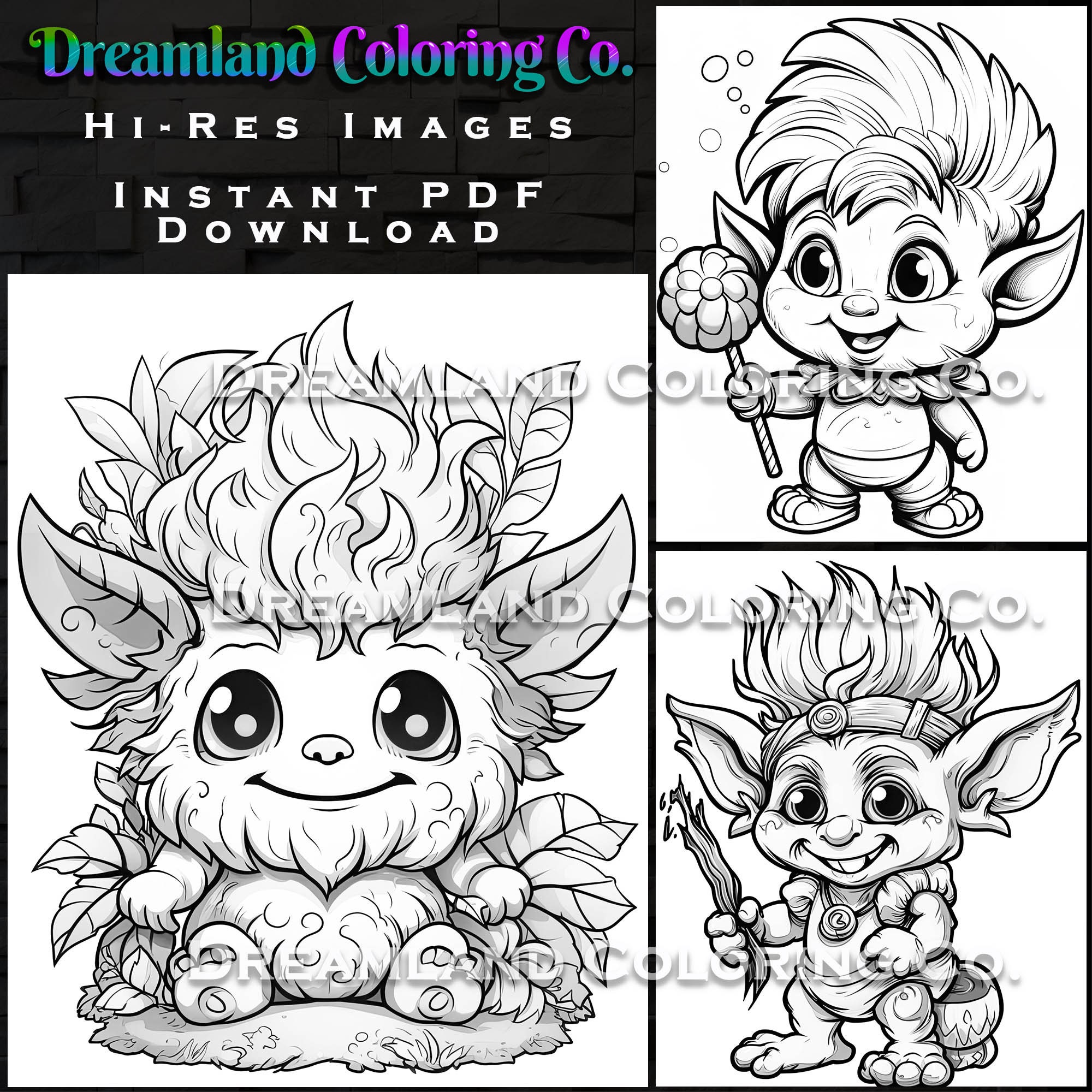 25 Cute Baby Kawaii Style Trolls Coloring Pages Printable for - Etsy