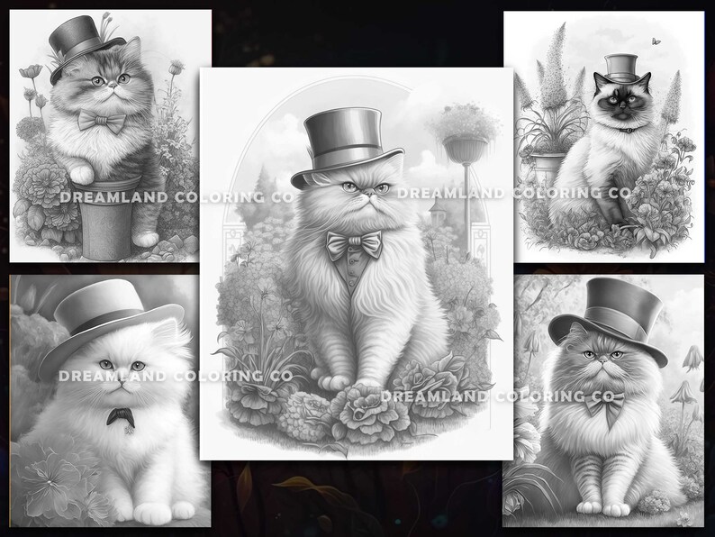 Cute Cat Coloring Pages for Kids and Adults: Printable Digital ...