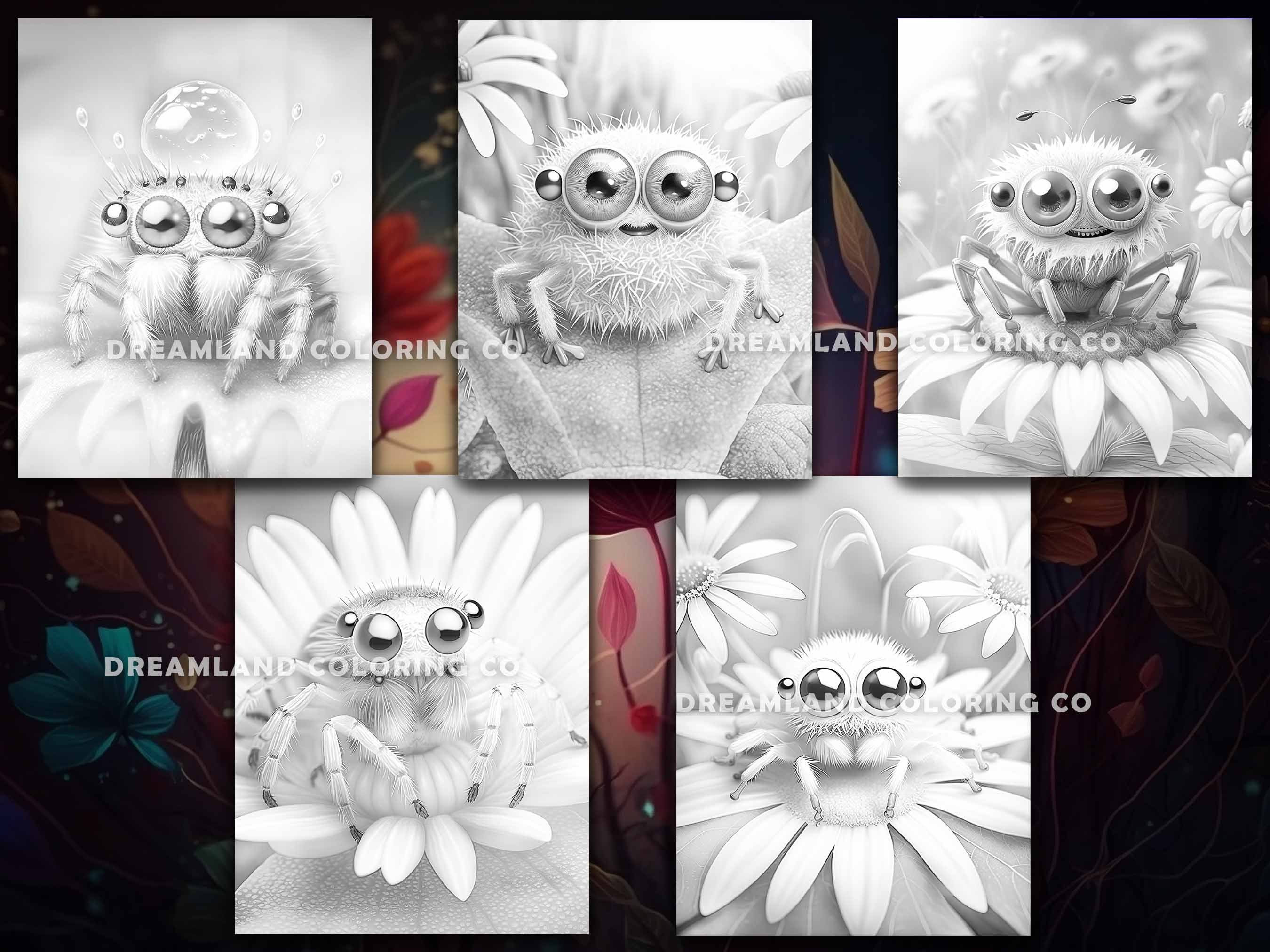 Cute Jumping Spider Coloring Book Adult Kid Downloadable - Etsy