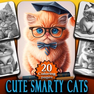 Cute Baby Smart Cats Coloring Page Adults + Kids - Digital Download ...