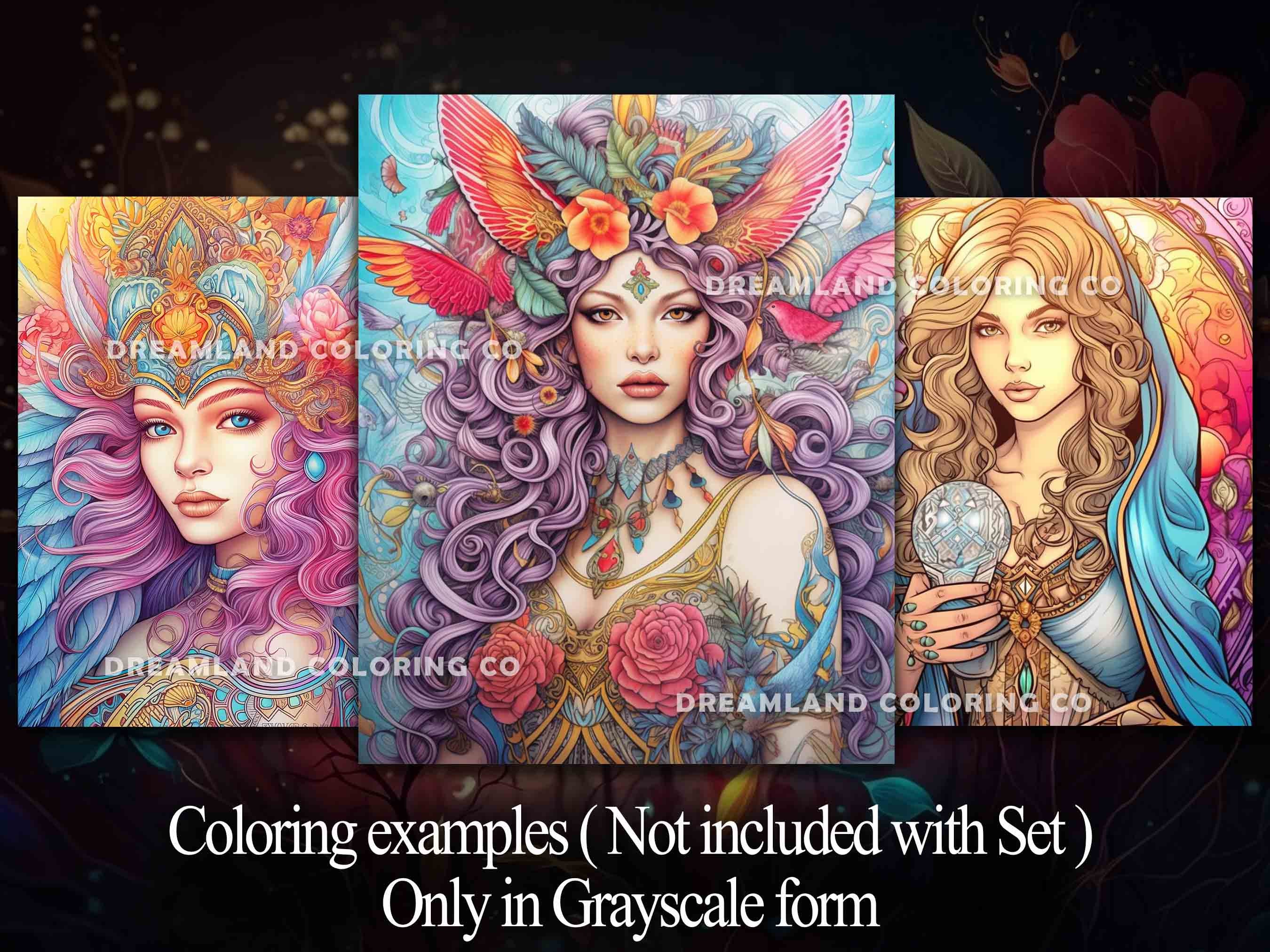 Fantasy Beauties Coloring Book for Adult Kids Downloadable - Etsy
