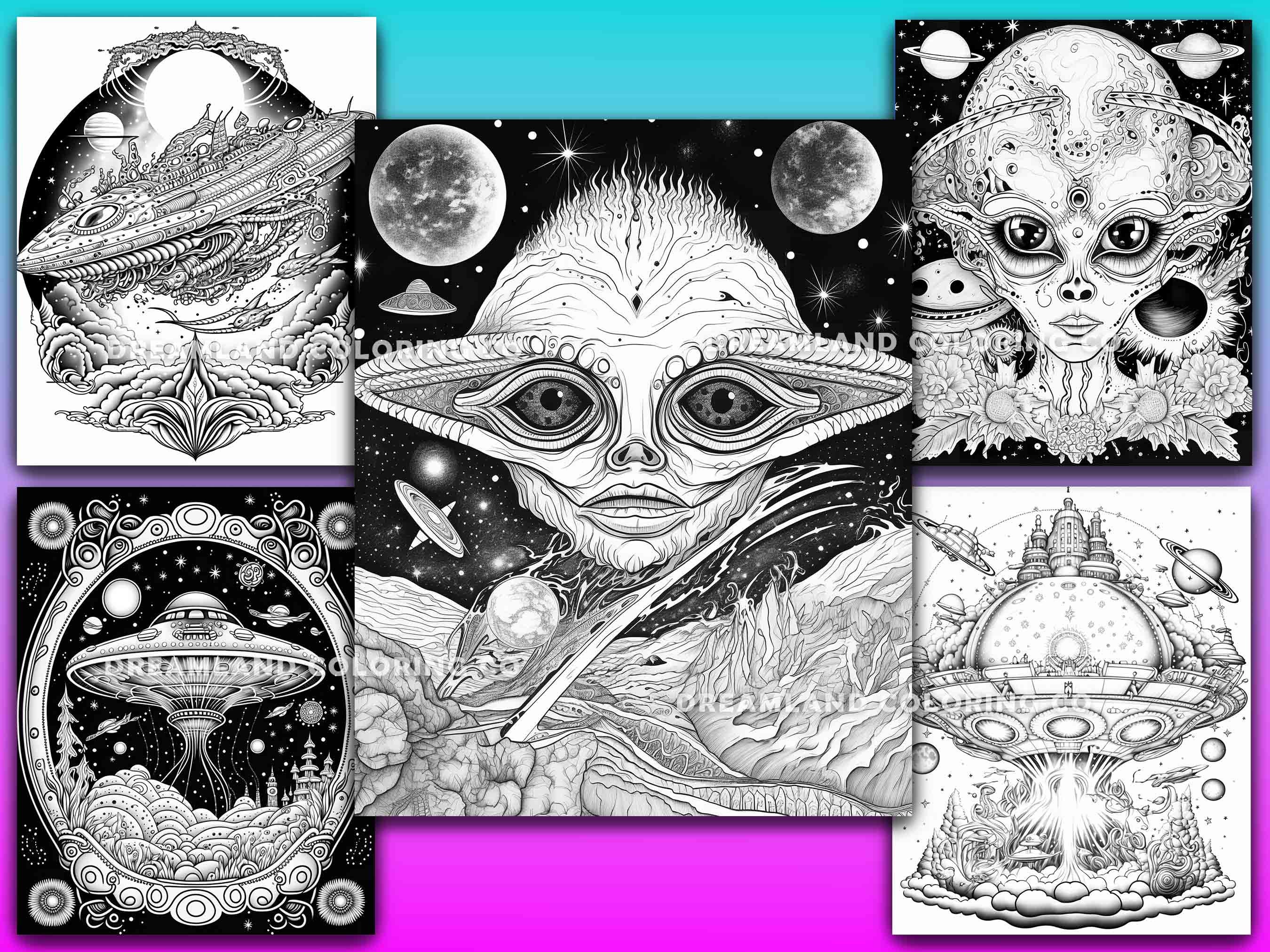 25 Space Traveler UFO Coloring Book Pages for Adults and Kids - Etsy