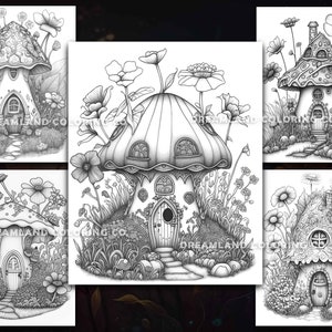 Mushroom Fairy Houses for Fairies Enchanted Fantasy Art Homes 20 Pages ...