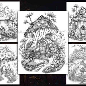 Mushroom Fairy Houses for Fairies Enchanted Fantasy Art Homes 20 Pages ...