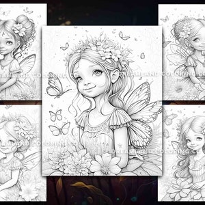 Cute Magical Summer Fairies Coloring Book Pages - Adults + Kids Instant ...