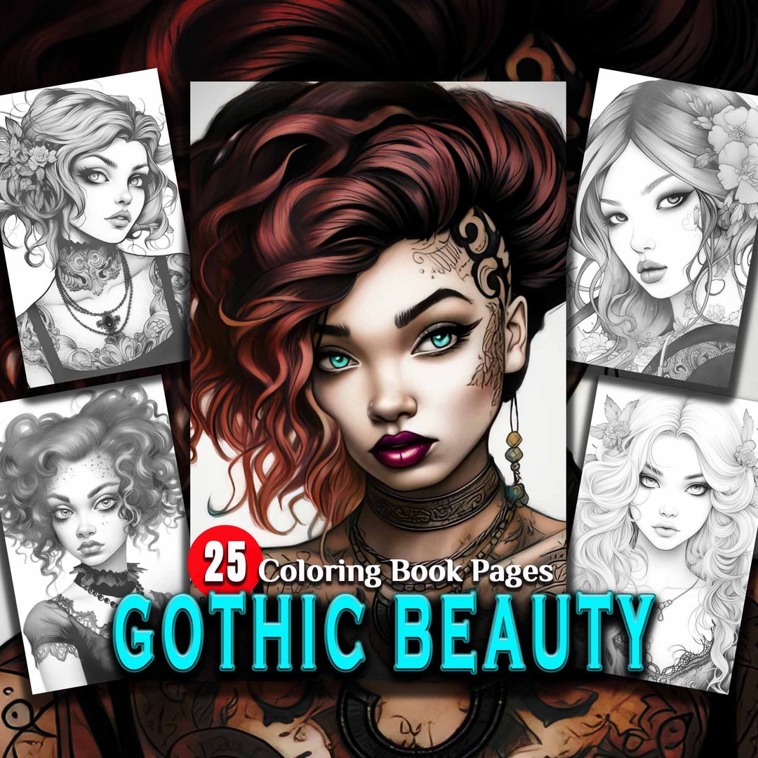 25 Gothic Beauty Coloring Pages Printable Adult Coloring Book Pages ...