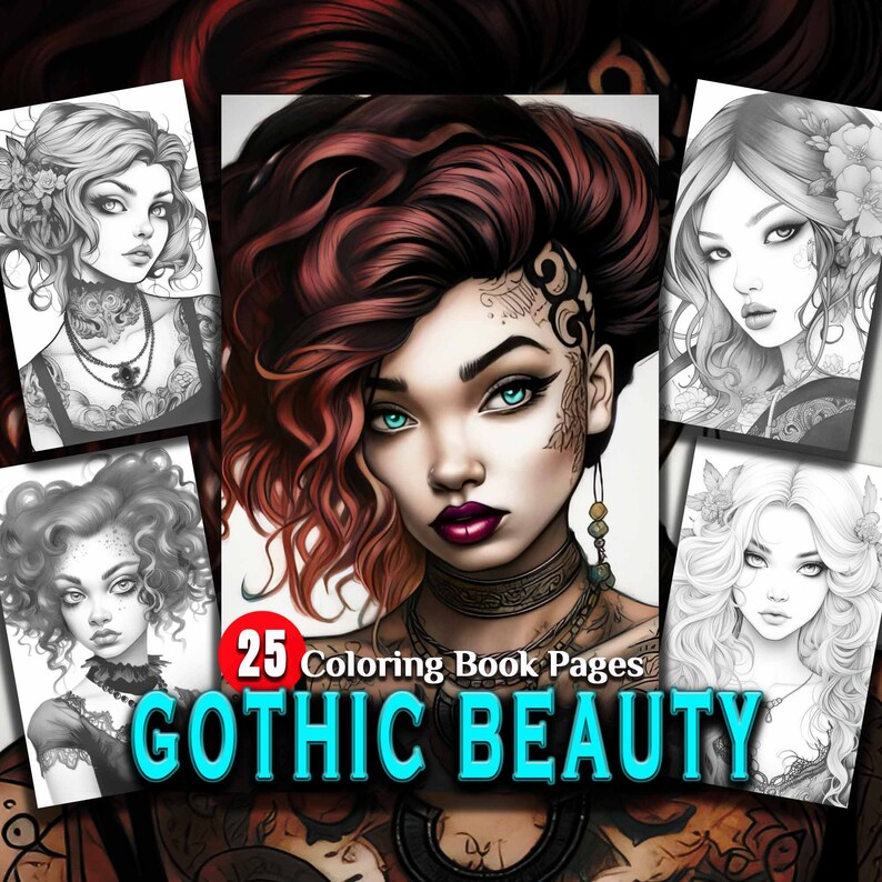 25 Gothic Beauty Coloring Pages Printable Adult Coloring Book - Etsy Canada