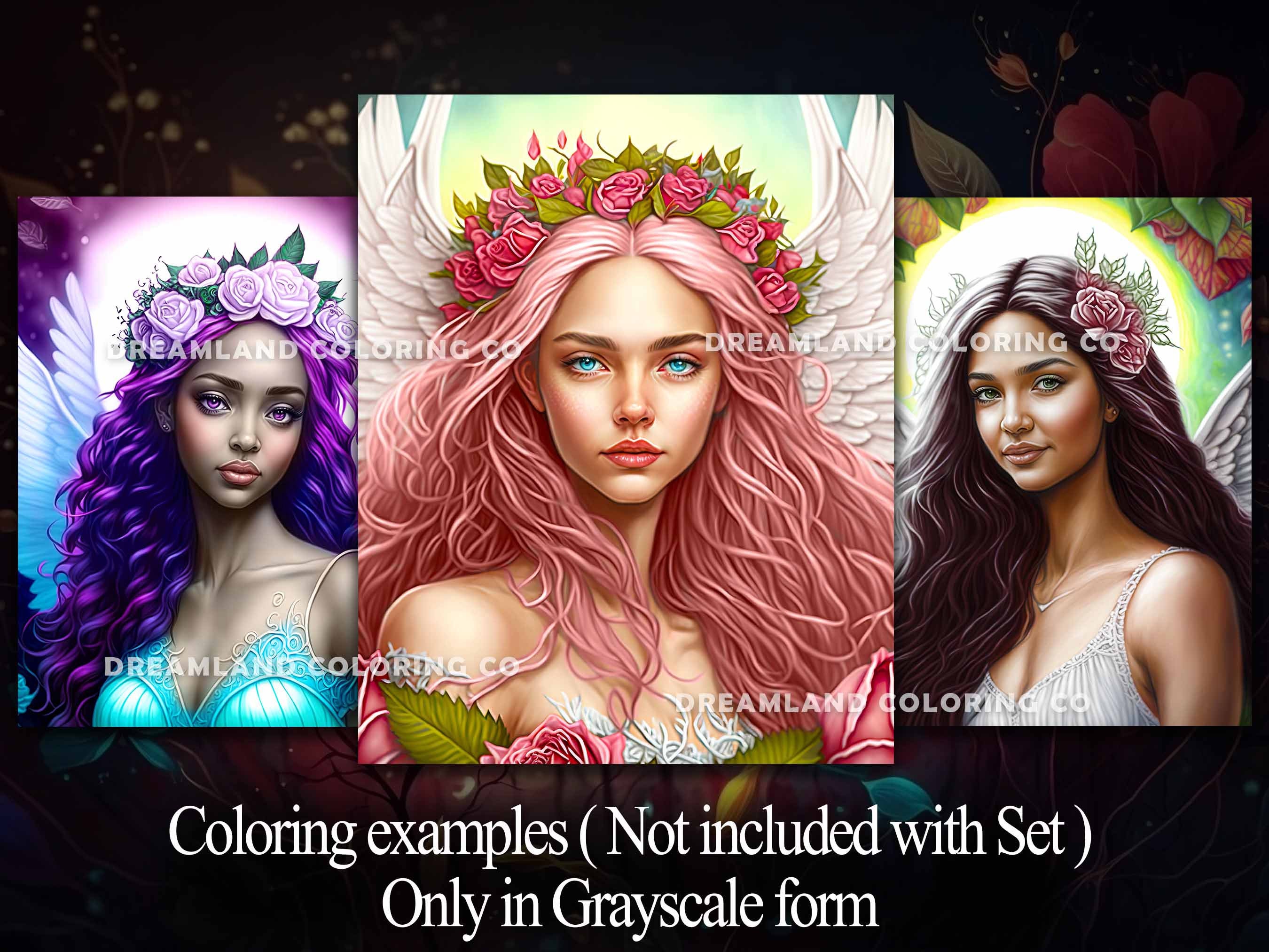 Enchanting Fantasy Fairy Girls Magical Coloring Book Pages Adults Kids ...