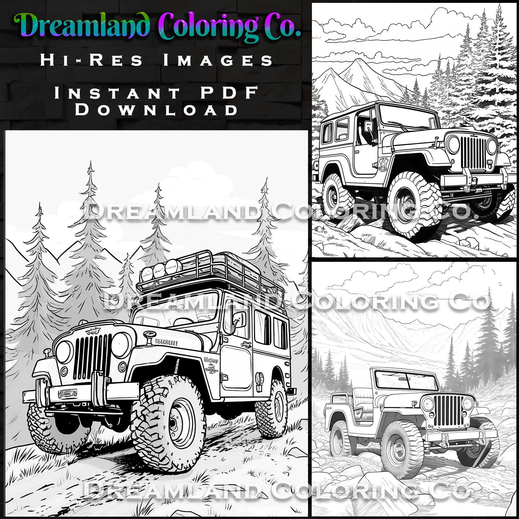 25 off Road Coloring Book Pages Instant Download Grayscale Printable ...