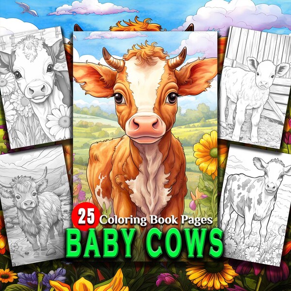 Cute Cows Coloring Pages - Etsy