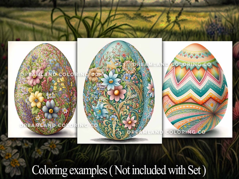 Elegant Fancy Easter Eggs Coloring Pages Adults Kids - Etsy