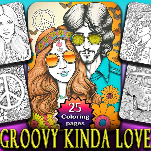 Hippie Coloring Book - Etsy