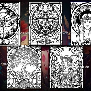 Magical Moon Goddess Stained Glass Coloring Page Book, Adults and Kids ...