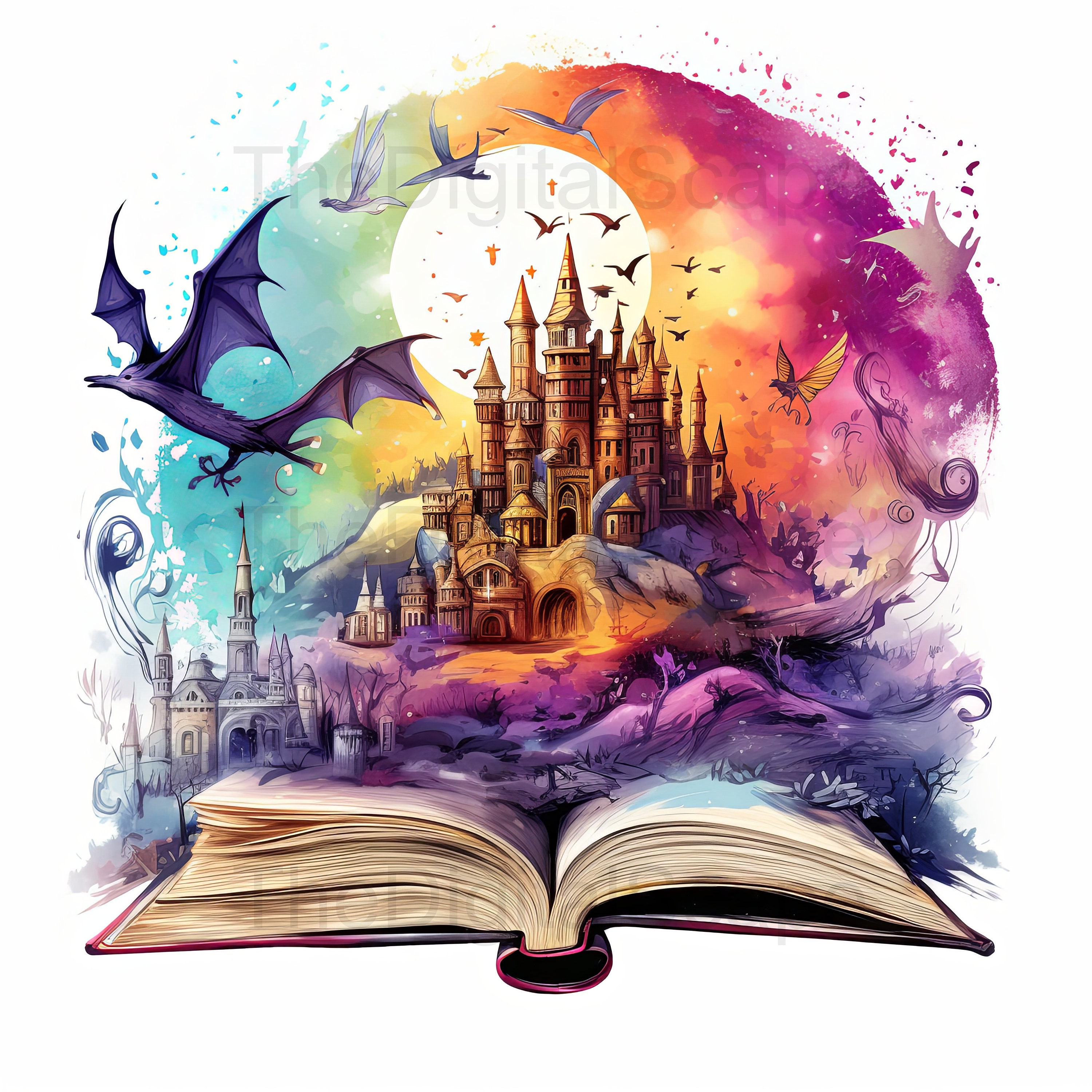 Fantasy Open Books Clipart 20 High Quality Jpgs, Scrapbooks, Digital ...