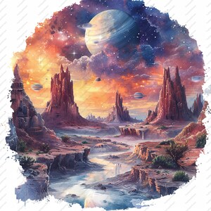 10 Alien Planet Clipart - High Quality Jpgs, Scrapbooks, Digital Craft ...