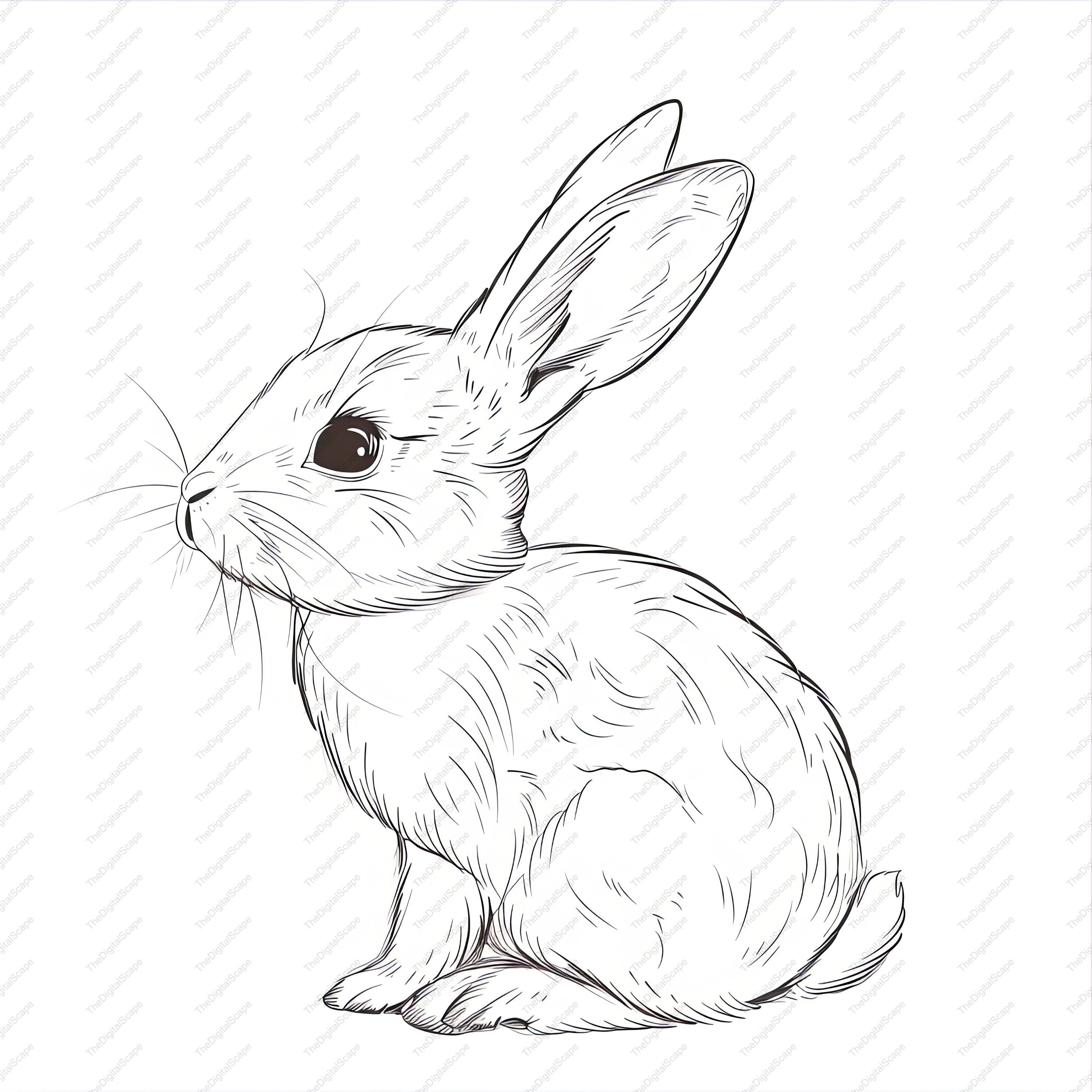 Bunny Line Art Clipart 10 High Quality Jpgs, Scrapbooks, Digital Craft ...