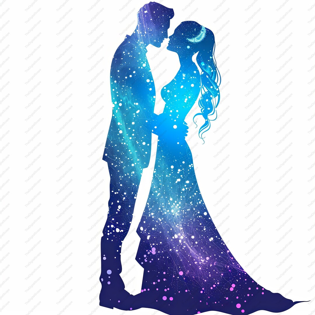 Celestial Couple Clipart: Galaxy Wedding, Scrapbook Graphics (digital ...