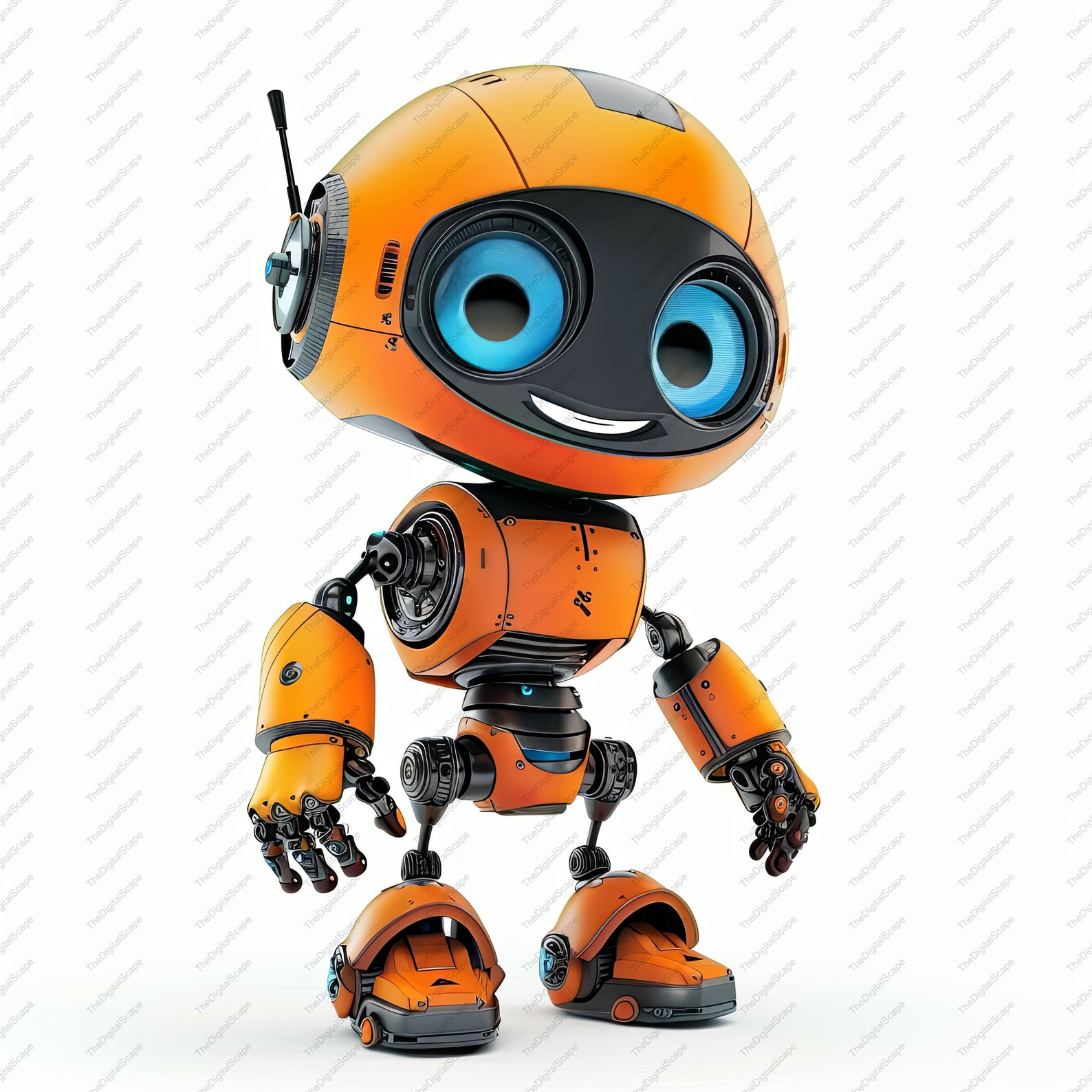10 Cartoon Cute Smiling Robots Clipart High Quality Jpgs, Scrapbooks ...