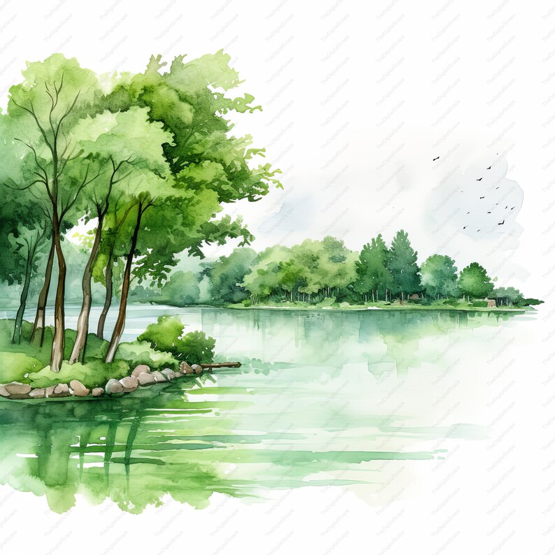 Forest Lake Clipart - 10 High Quality Jpgs, Scrapbooks, Digital Craft ...