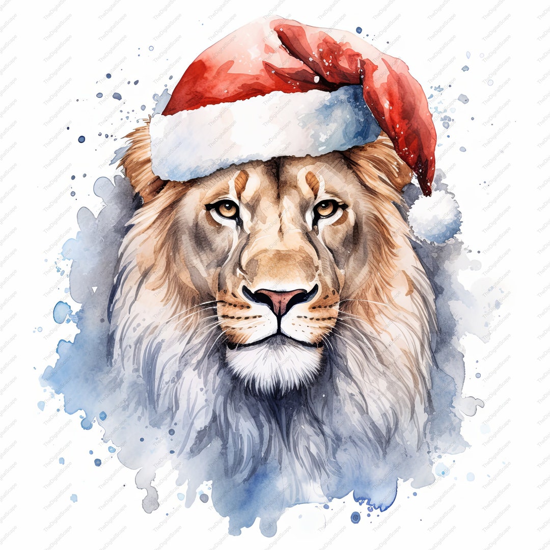Christmas Lion Clipart: Holiday Digital Art (instant Download) - Etsy UK