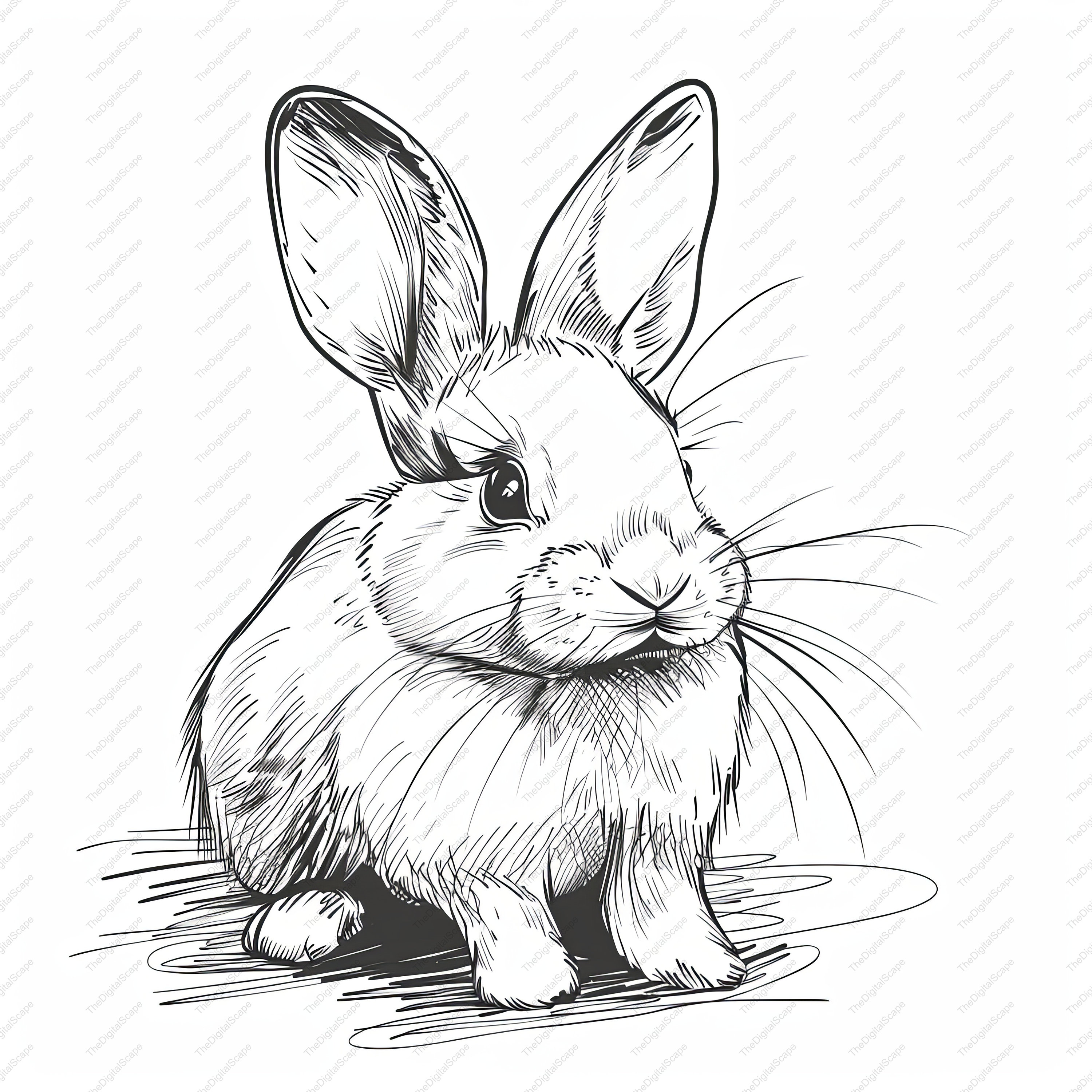 Bunny Line Art Clipart 10 High Quality Jpgs, Scrapbooks, Digital Craft ...