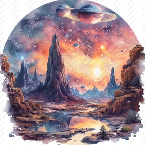 10 Alien Planet Clipart - High Quality Jpgs, Scrapbooks, Digital Craft ...