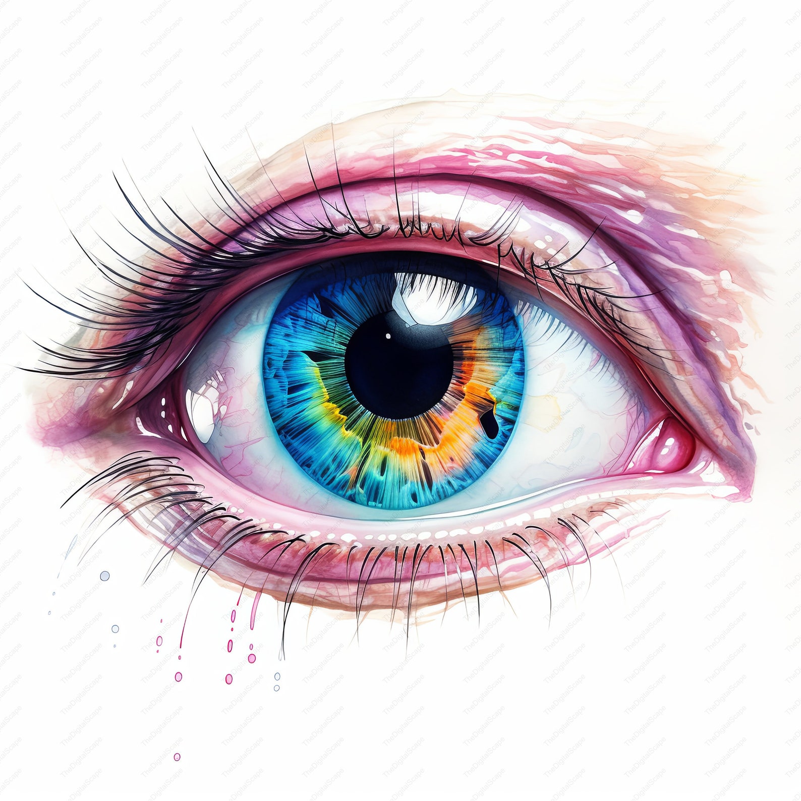 Colorful Eye Clipart – High Quality Jpgs, Commercial Use (instant ...