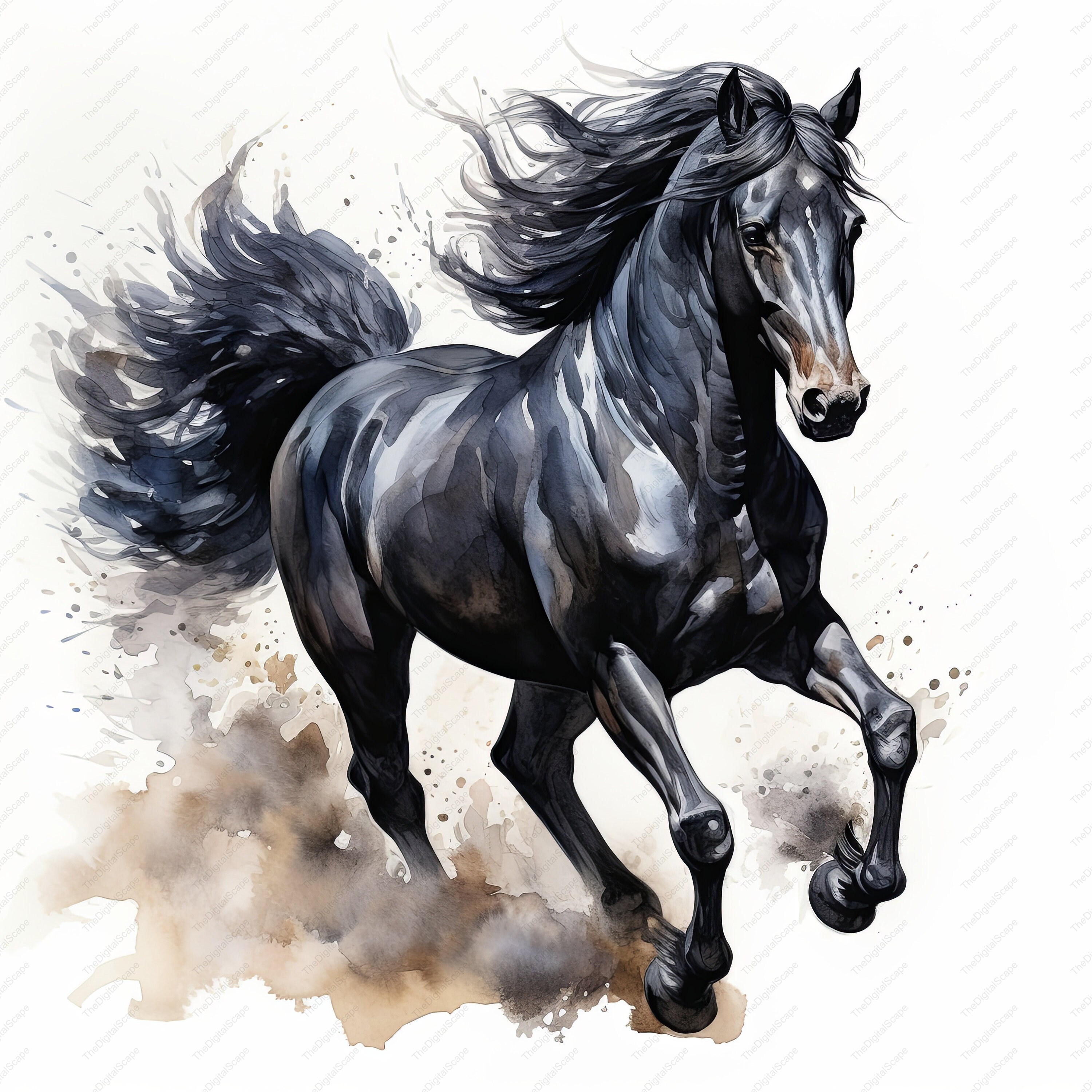 Black Horse Watercolor Clipart – Commercial Use, Digital Download - Etsy