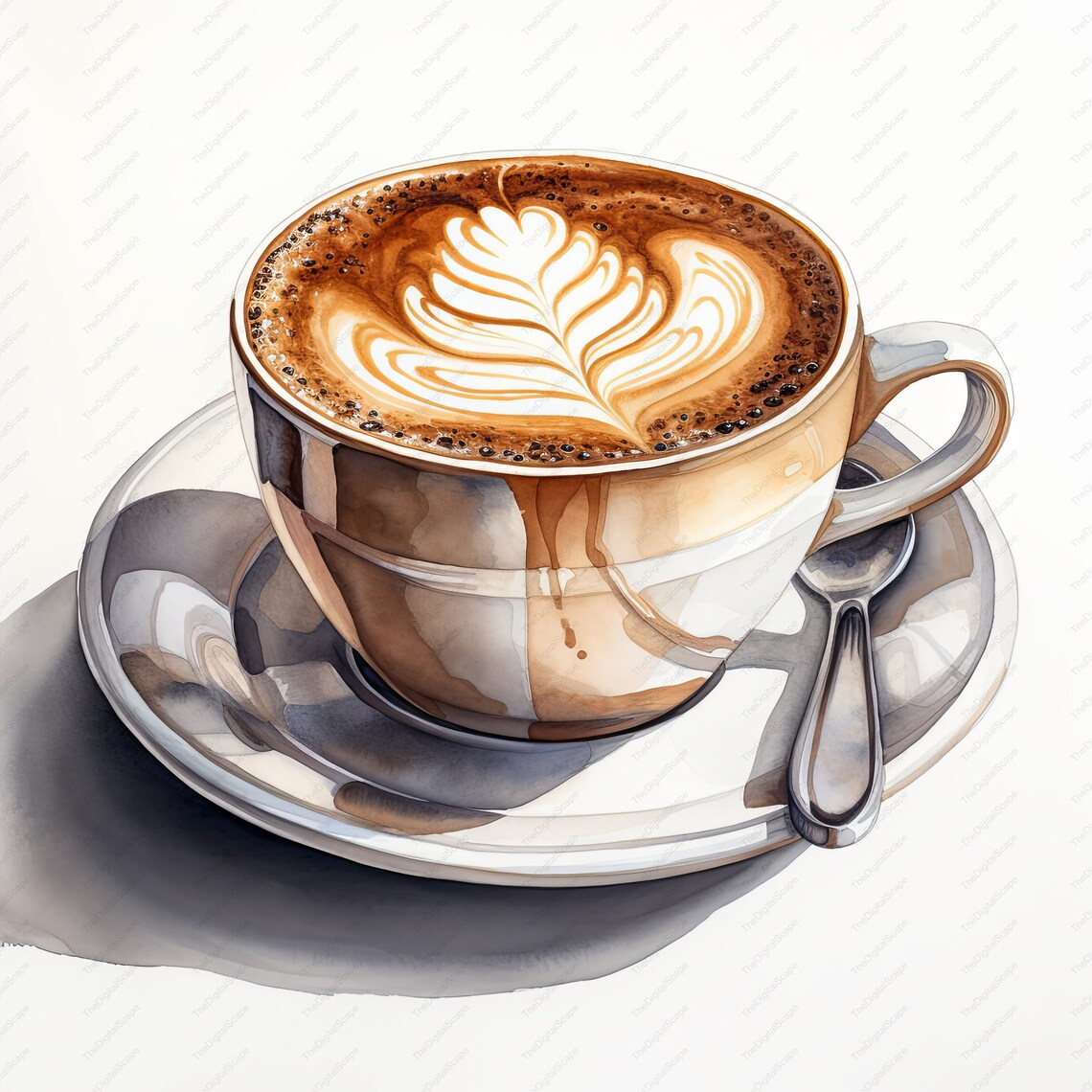 Latte Coffee Art JPG Clipart: Commercial Use, Scrapbook, Planner ...