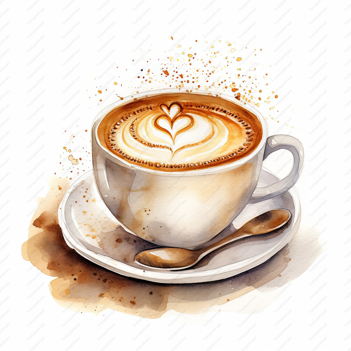 Latte Coffee Art JPG Clipart: Commercial Use, Scrapbook, Planner ...