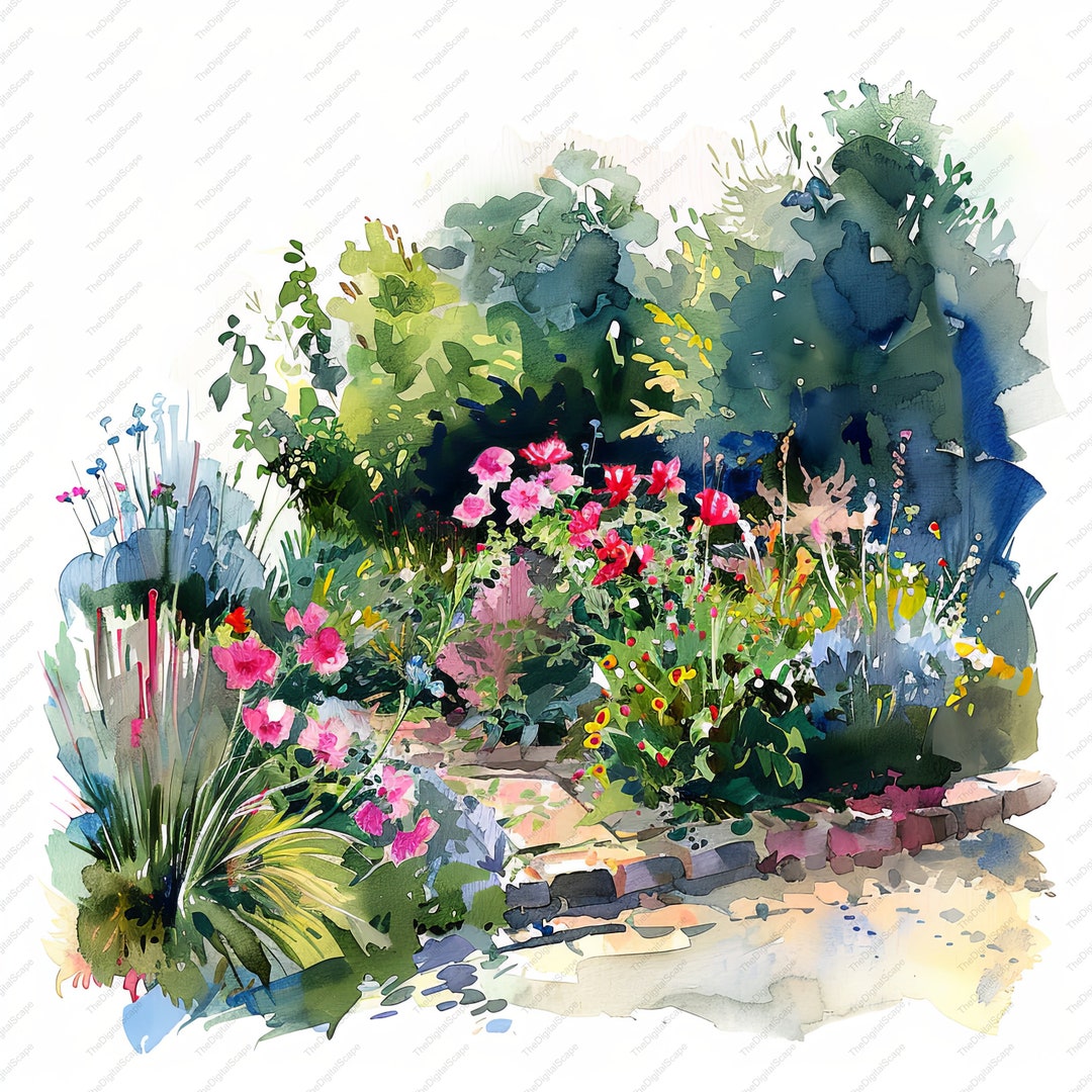 10 Summer Gardens Clipart - High Quality Jpgs, Scrapbooks, Digital ...