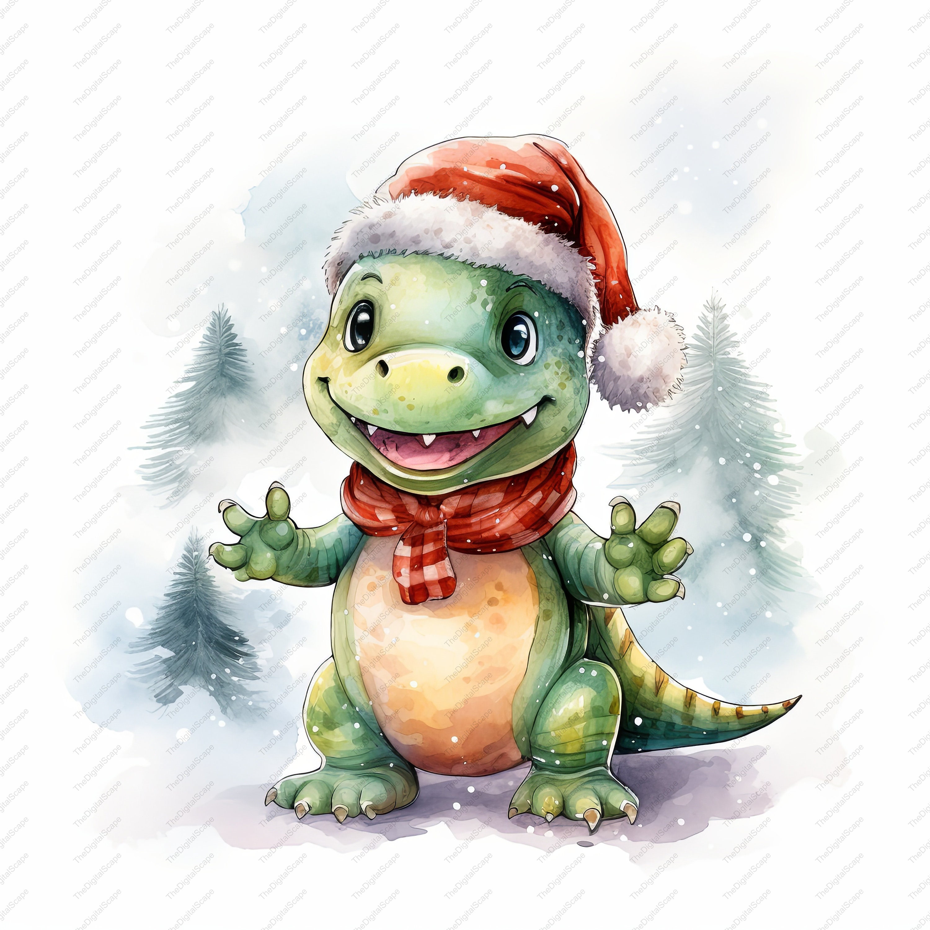 Christmas Dinosaur Clipart: Holiday JPG Images (digital Download) - Etsy