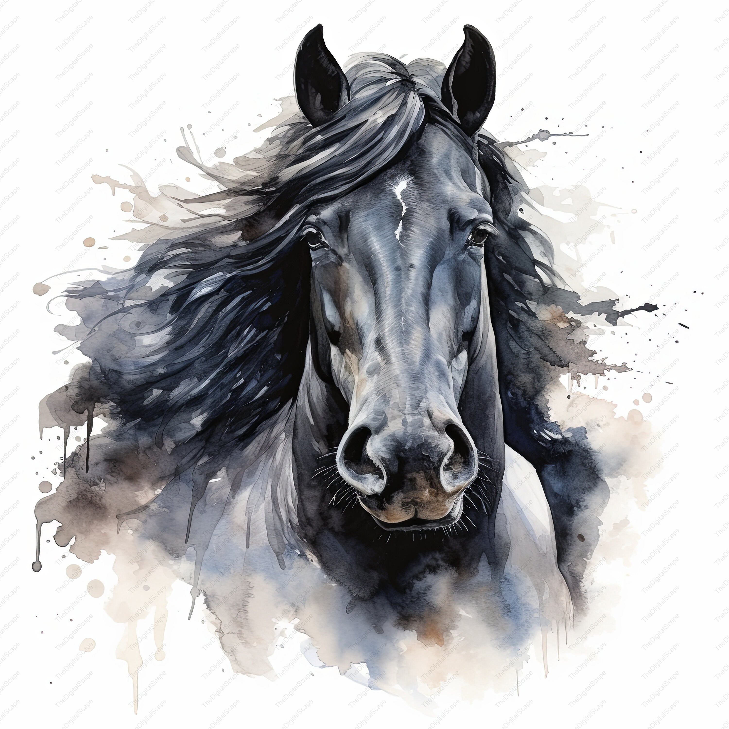 Black Horse Watercolor Clipart – Commercial Use, Digital Download - Etsy