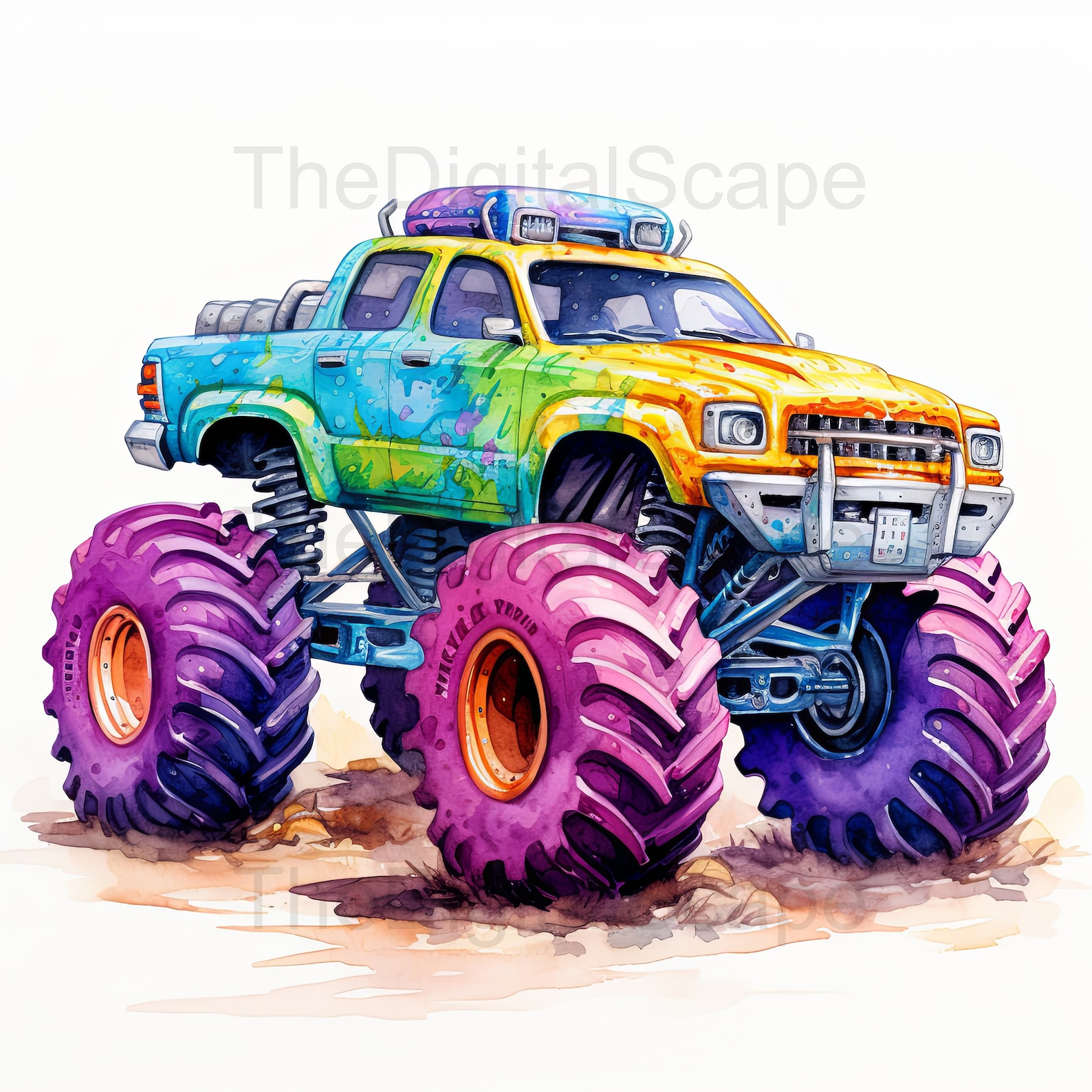 Monster Truck Clipart – High-quality Jpgs, Commercial Use (instant ...