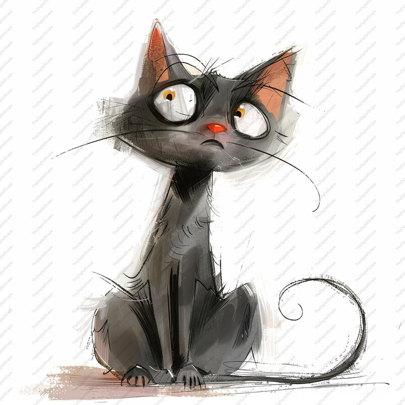 Crazy Cats Clip Art: Watercolor Designs for Commercial Use (digital ...