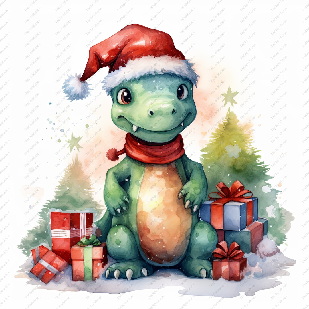 Christmas Dinosaur Clipart - 10 High Quality Jpgs, Scrapbooks, Digital ...
