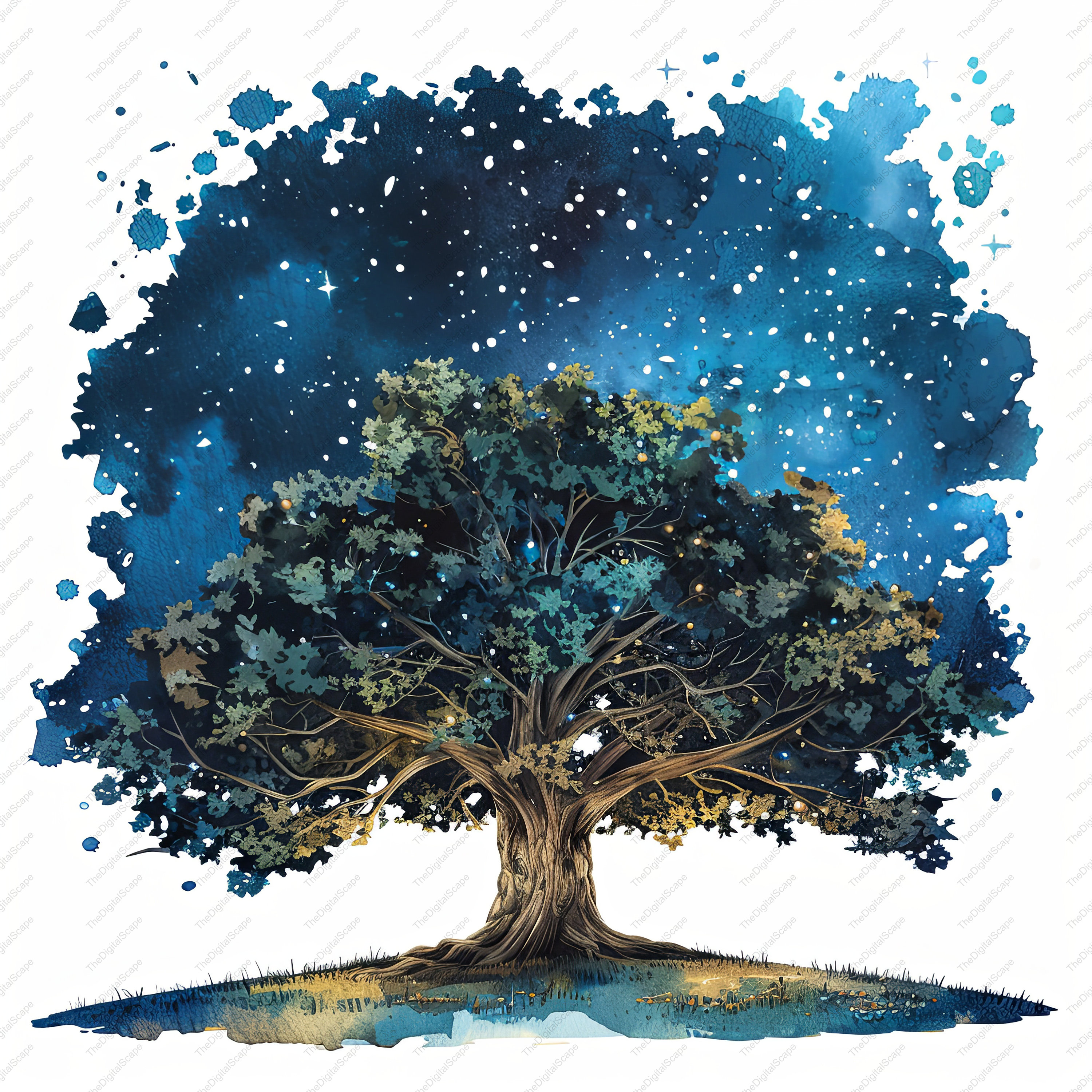 10 Starry Night Oak Trees Clipart High Quality Jpgs, Scrapbooks ...