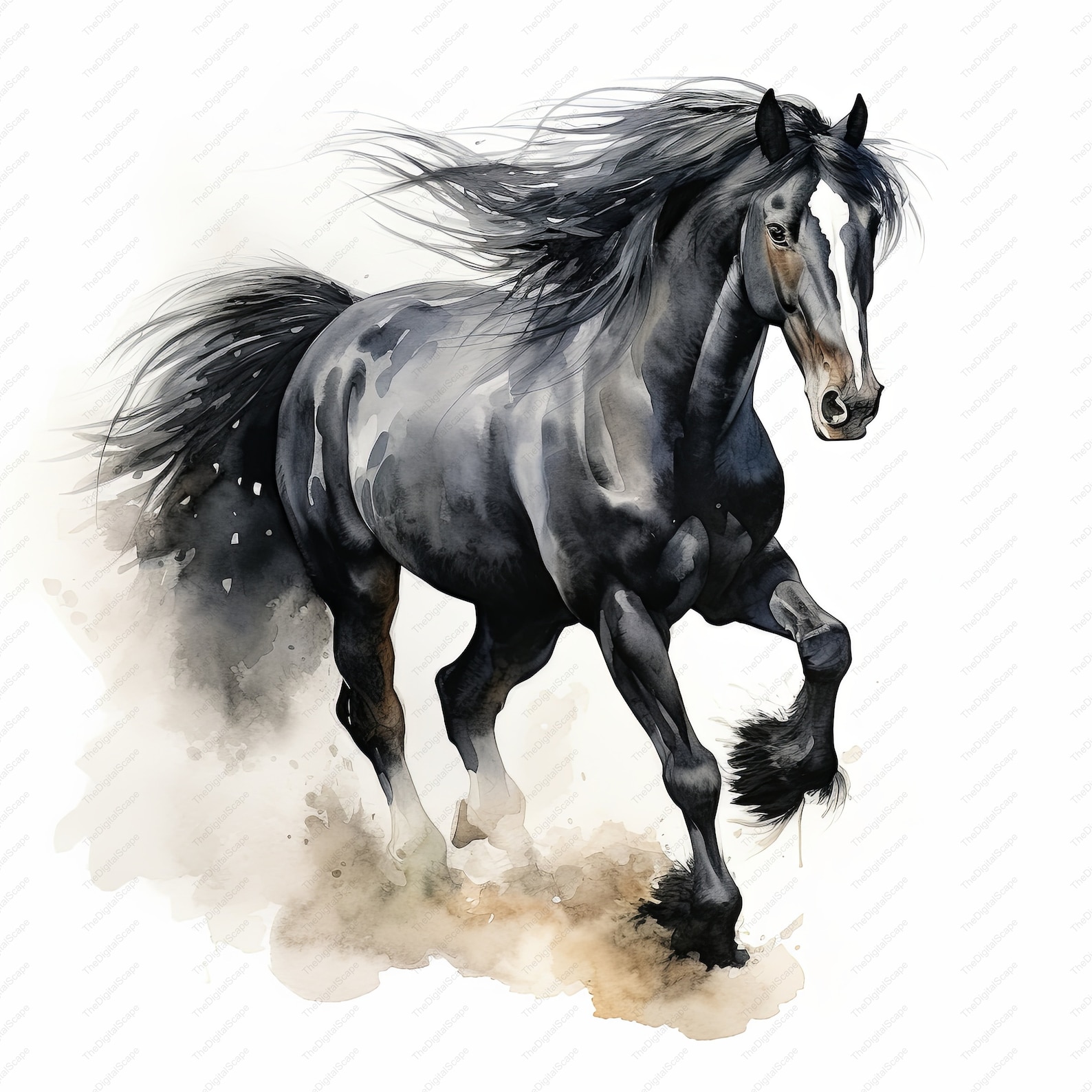 Black Horse Watercolor Clipart – Commercial Use, Digital Download - Etsy
