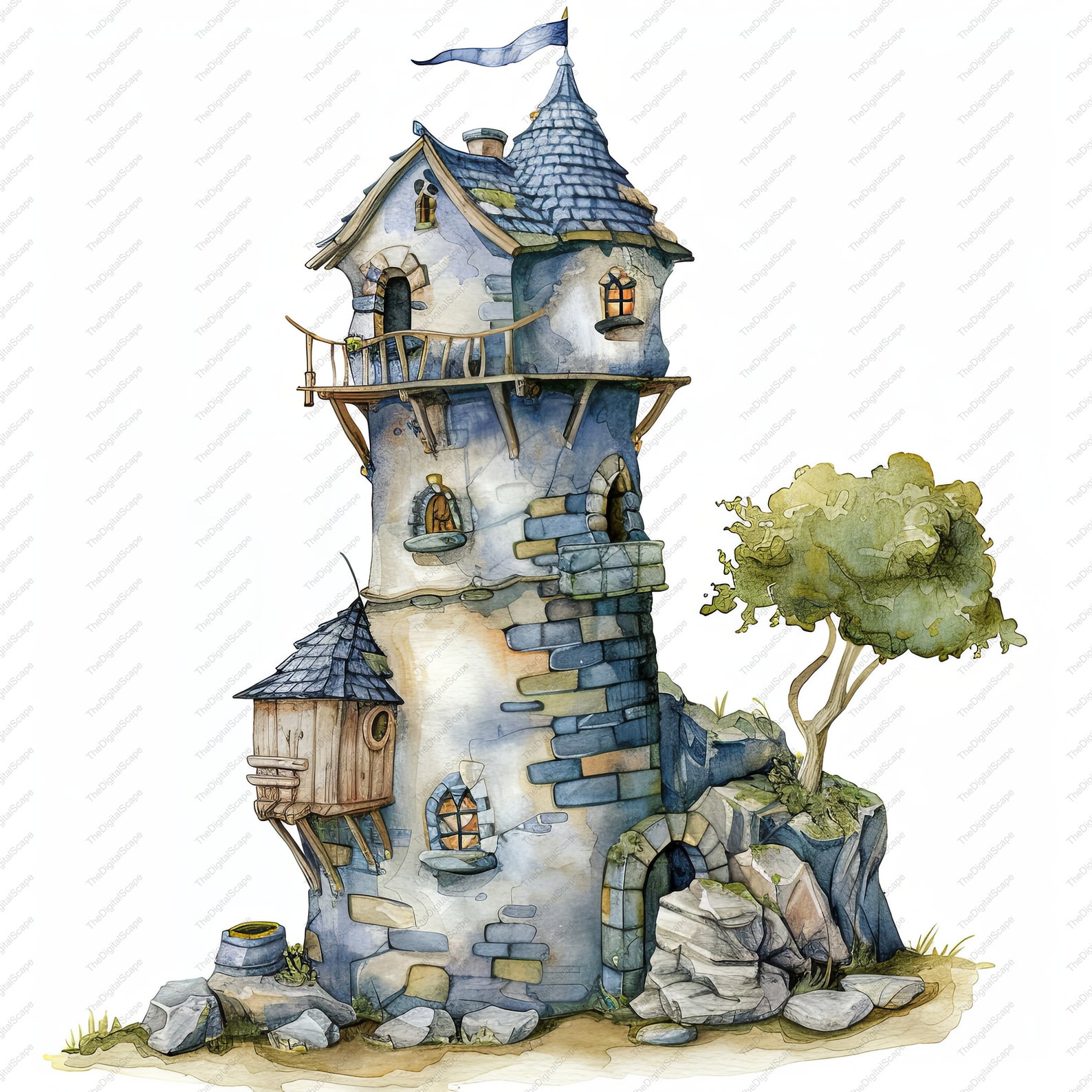 Wizard Tower Clipart: Fantasy Castle Jpgs for Scrapbooking (commercial ...