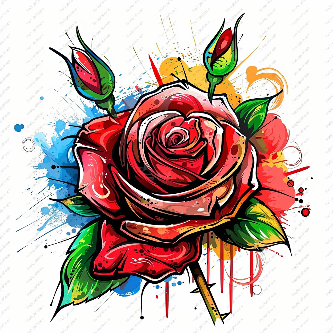Graffiti Red Rose Clipart – High-quality Jpgs (instant Download) - Etsy