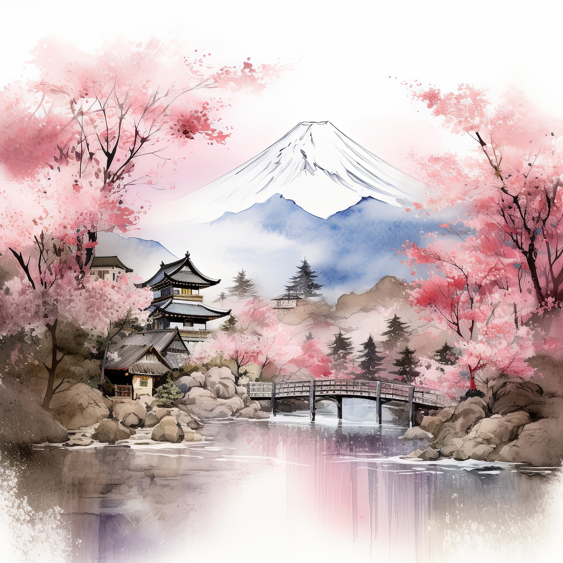 Japanese Landscape Clipart 12 High Quality Jpgs, Scrapbooks, Digital ...