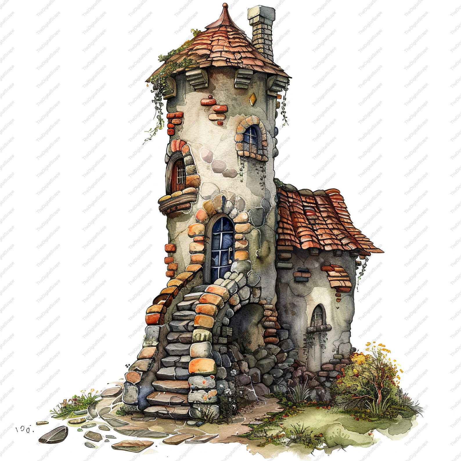 Wizard Tower Clipart: Fantasy Castle Jpgs for Scrapbooking (commercial ...