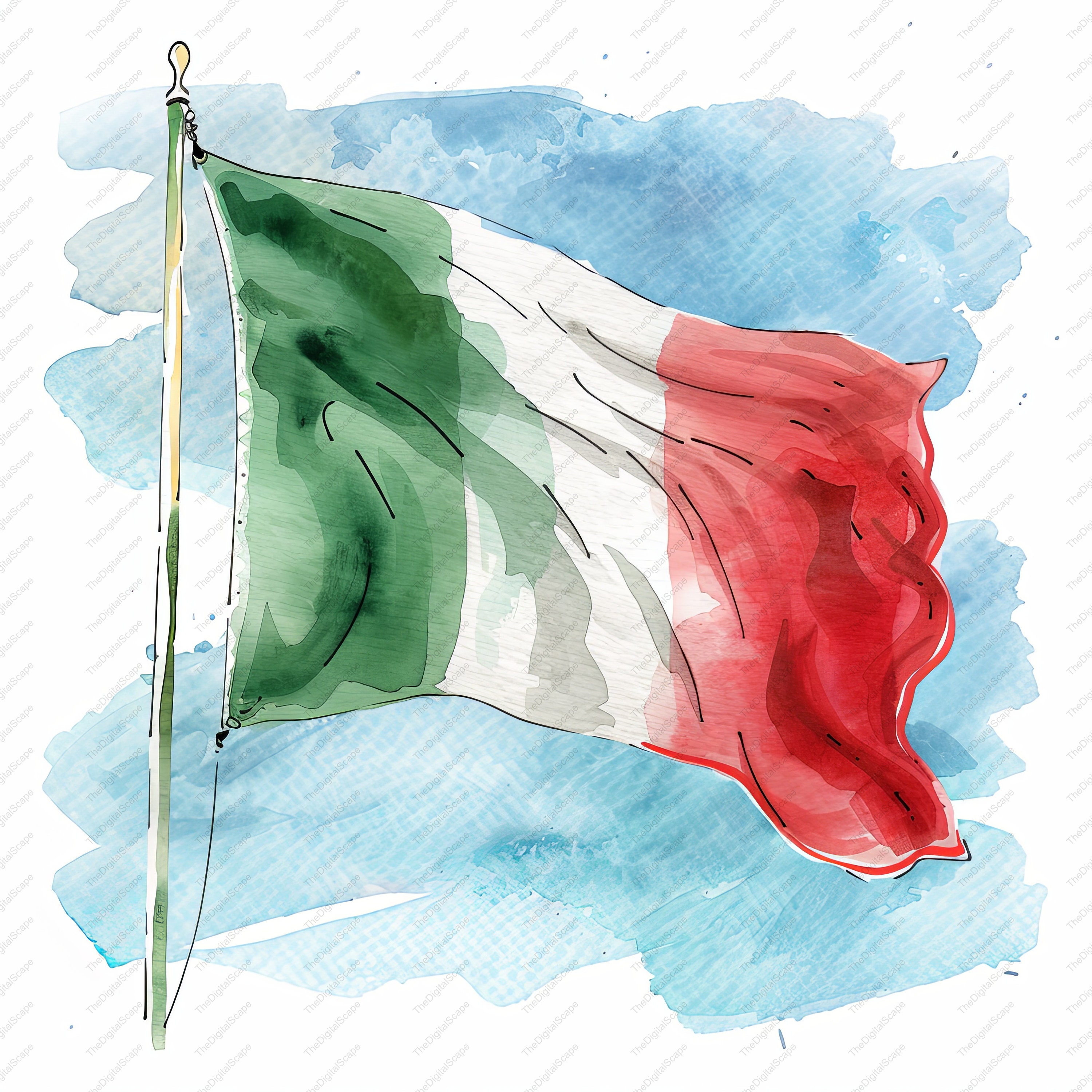 Italian Flag Clipart - 10 High Quality Jpgs, Scrapbooks, Digital Craft ...