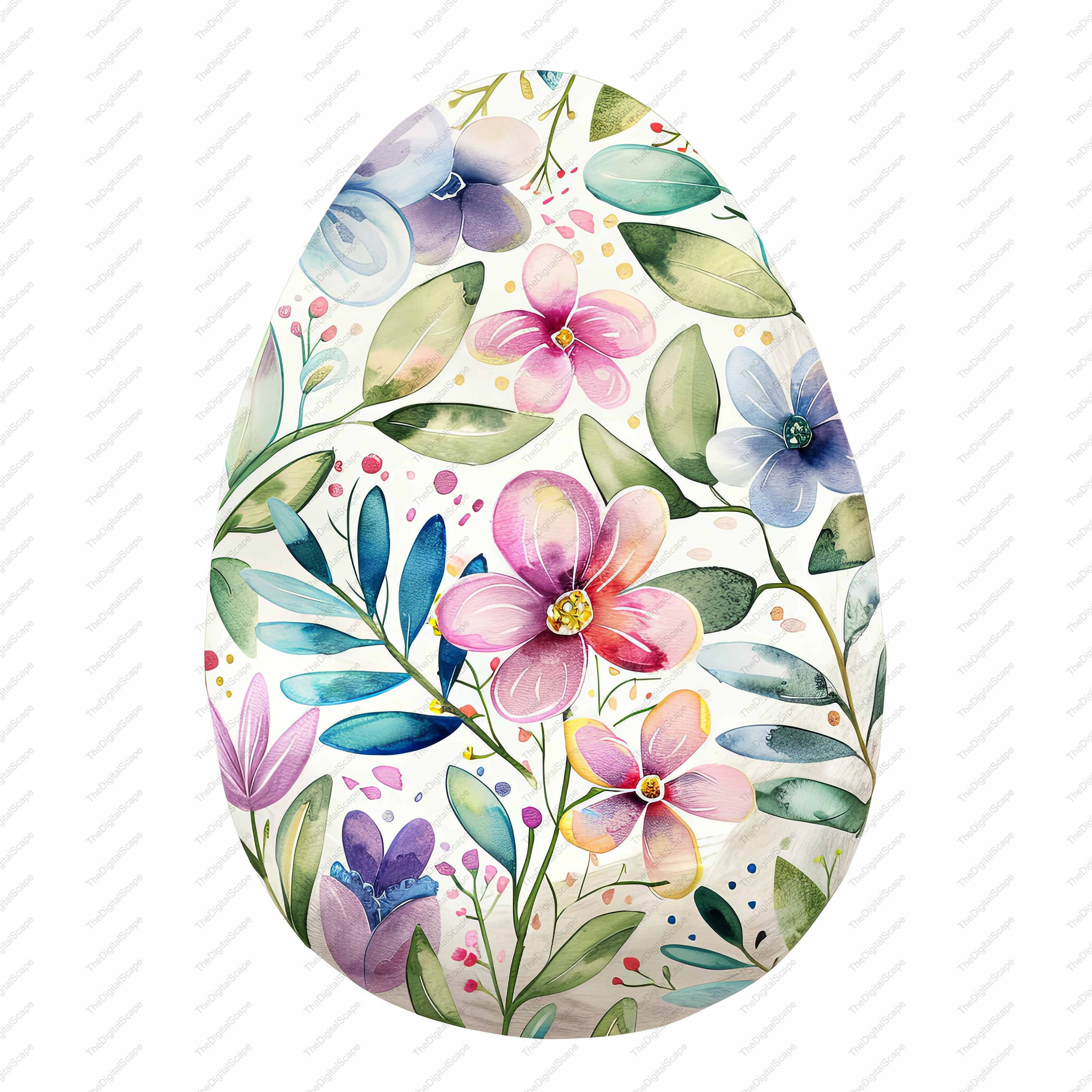 Floral Easter Egg Clipart: Watercolor Flower Designs (digital Download ...