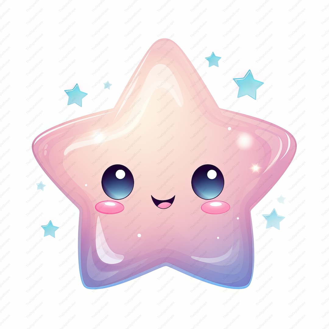 Kawaii Star SET 1 Clipart - 10 High Quality Jpgs, Scrapbooks, Digital ...