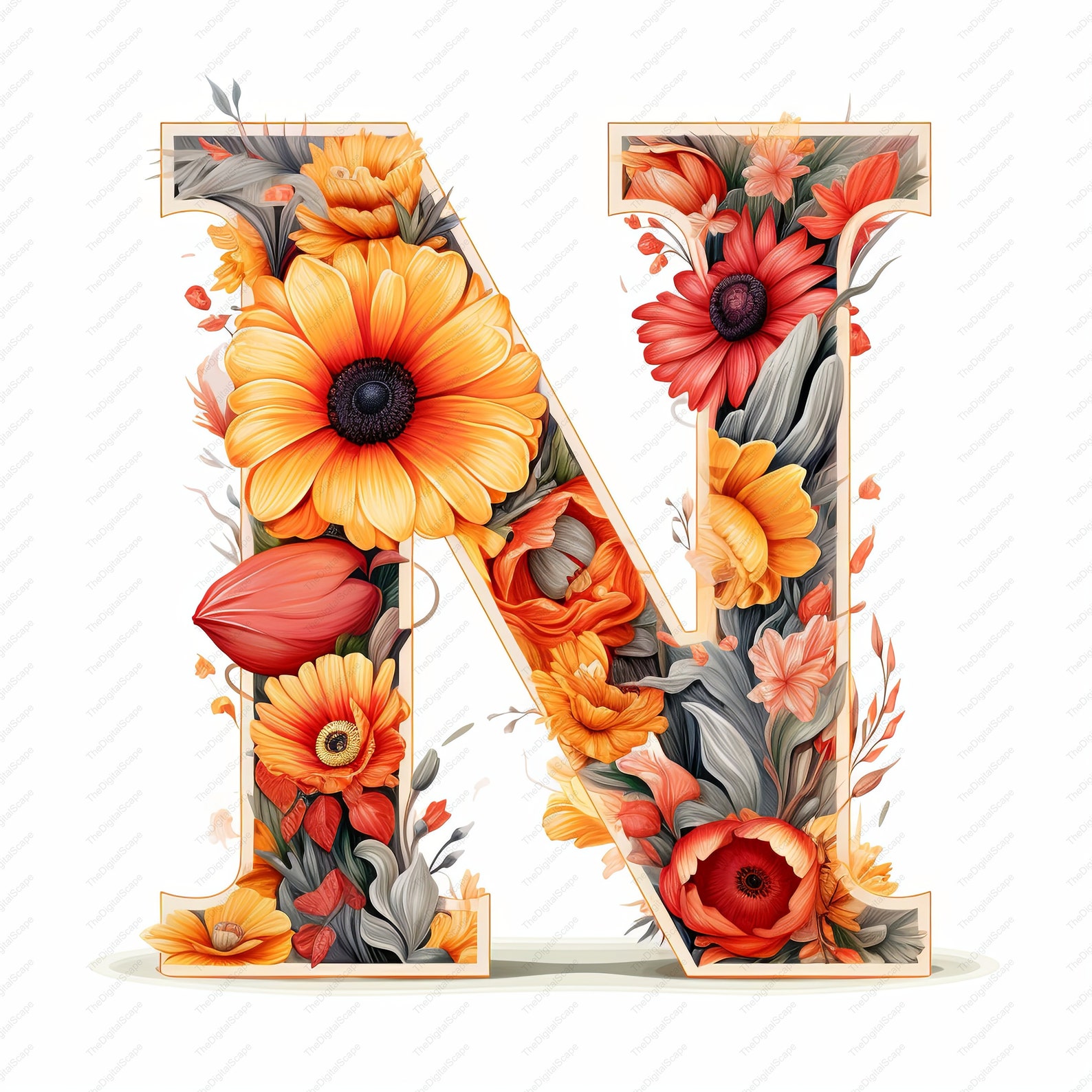 Letter N Clipart - 10 High Quality Jpgs, Alphabet Print, Scrapbooks ...