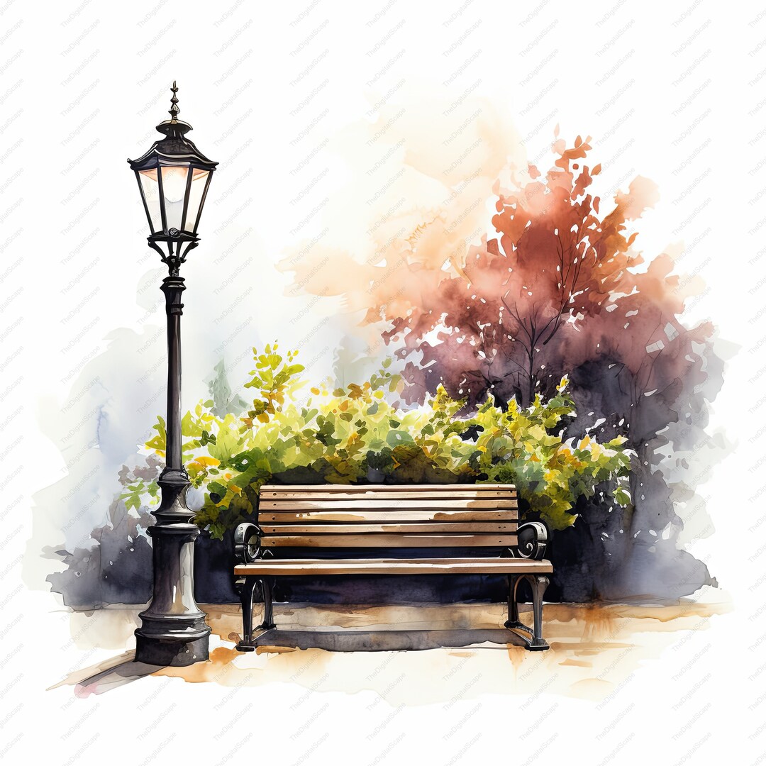 Park Bench Clipart - 10 High Quality Jpgs, Scrapbooks, Digital Craft ...